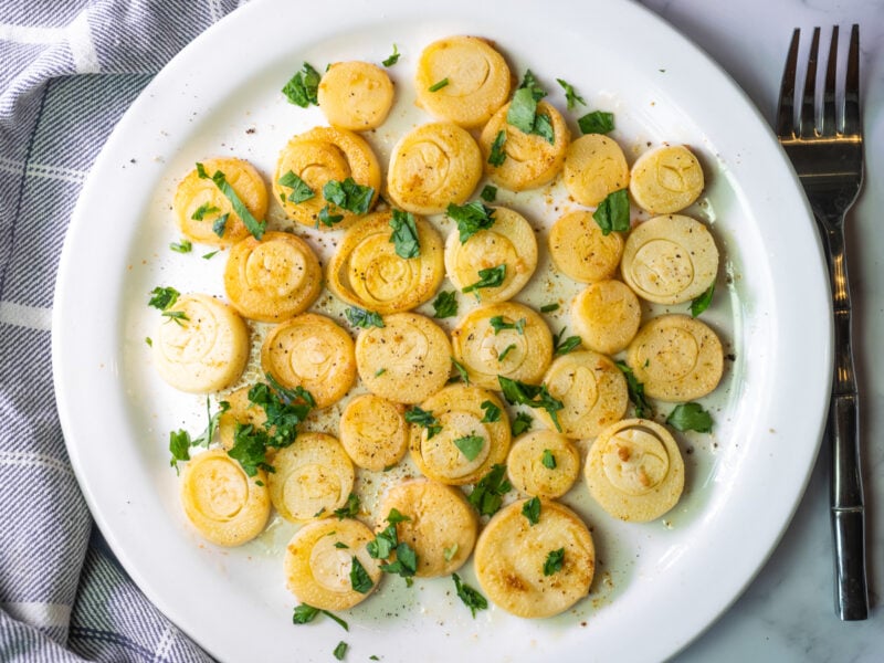 Vegan Scallops: Hearts of Palm, White Wine & Garlic - We Want Veggies